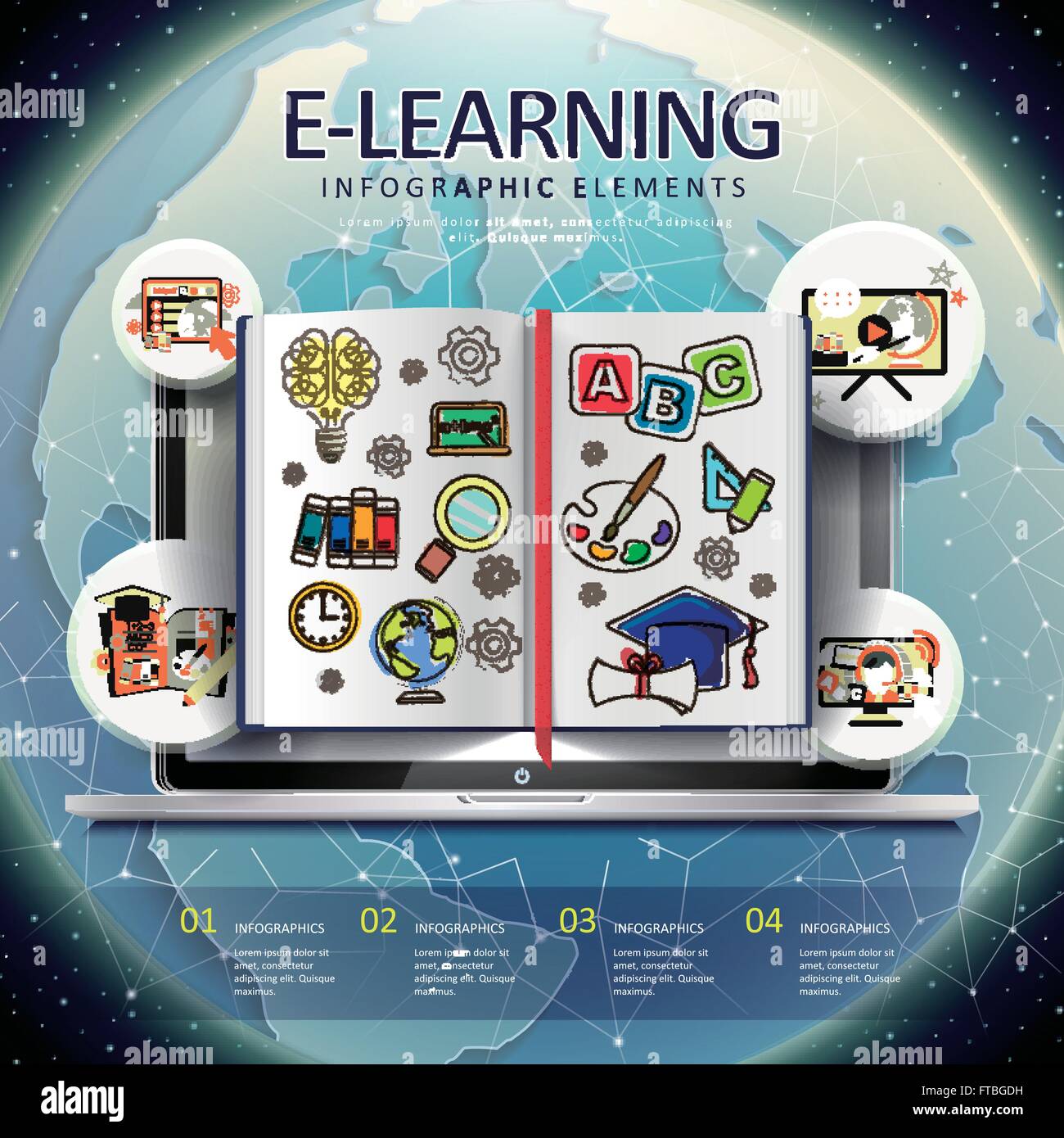 Online learning education infographic template hi-res stock photography ...