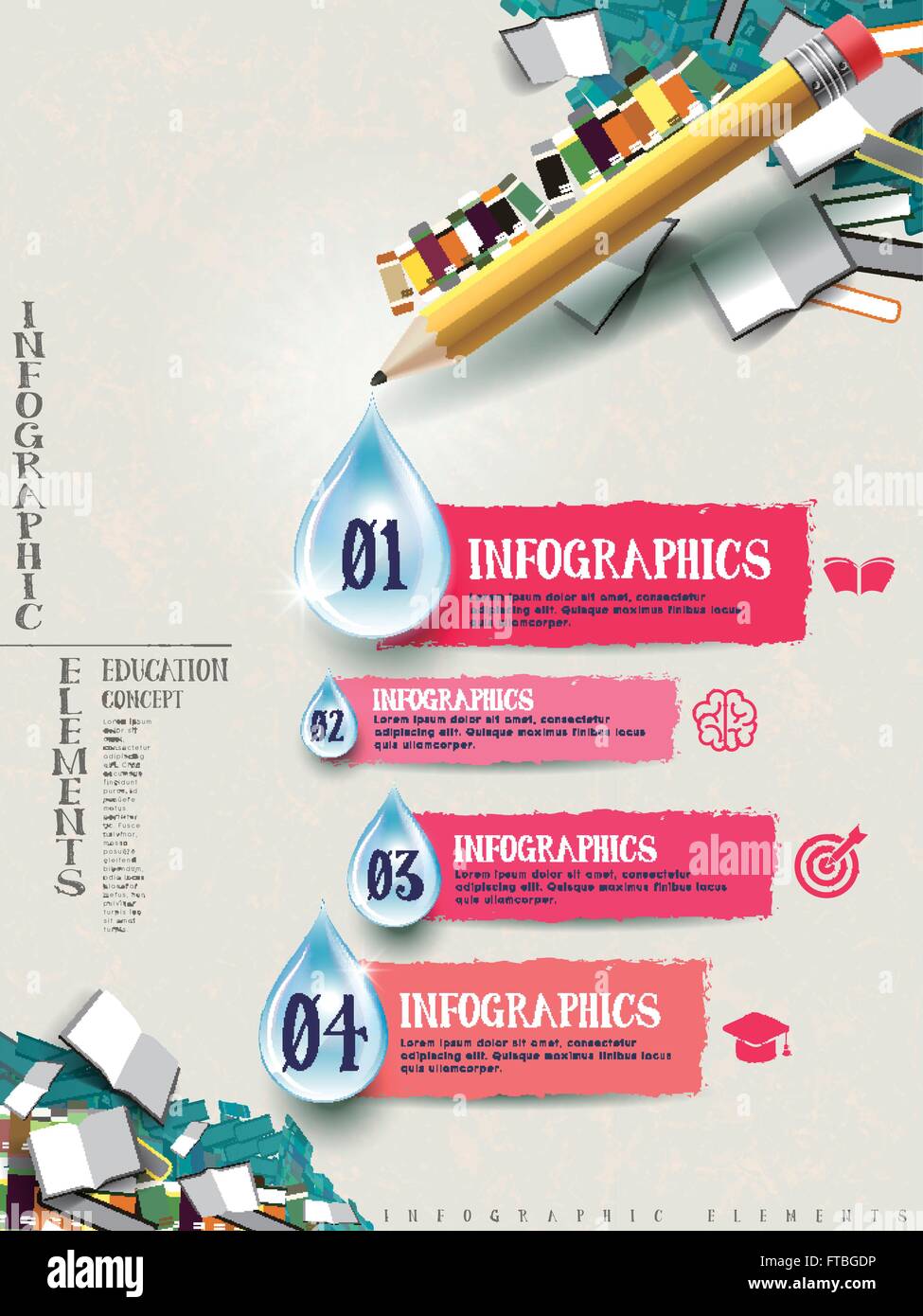 pencil and books infographic elements brochure design Stock Vector ...