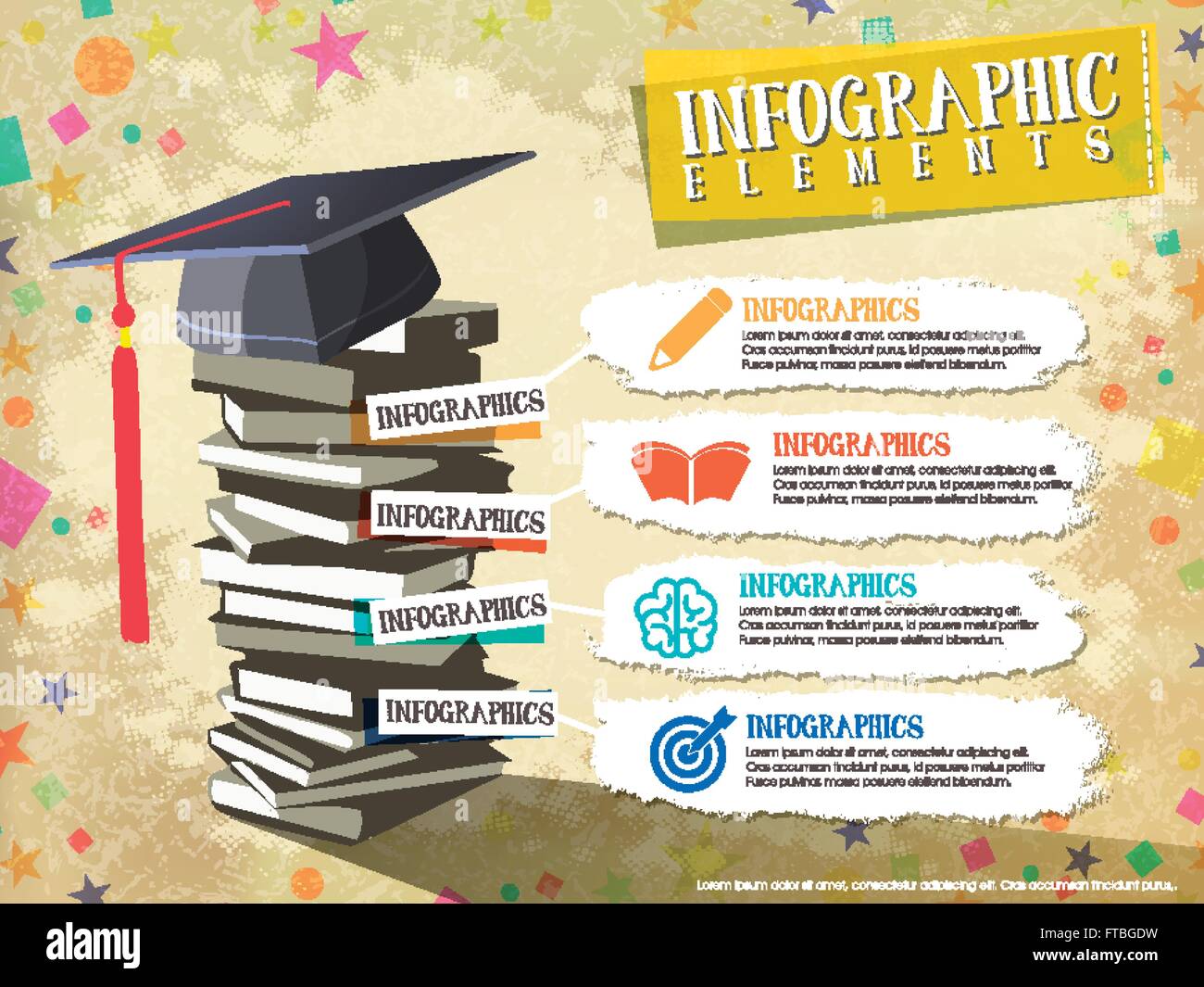happy graduation elements design for infographic brochure Stock Vector ...