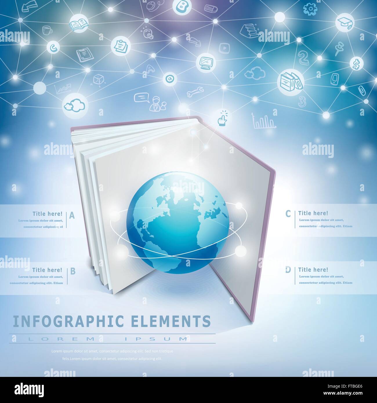 technology background infographic with earth and book elements Stock ...