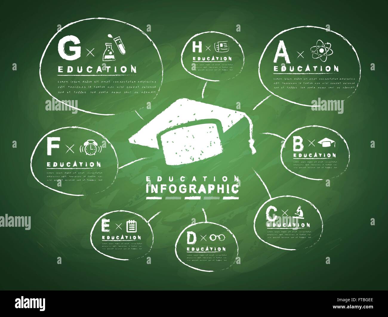 education infographic design with graduation cap element drawn on ...