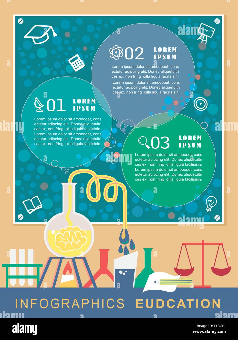 education infographic with experiment scene in flat design Stock Vector ...