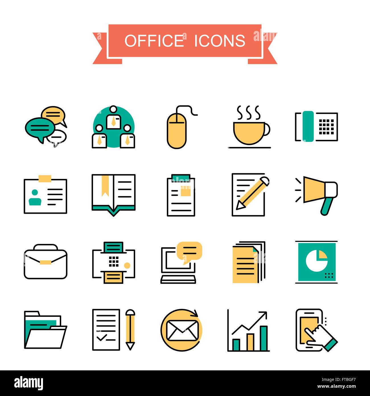 office icons collection in thin line style Stock Vector Image & Art - Alamy