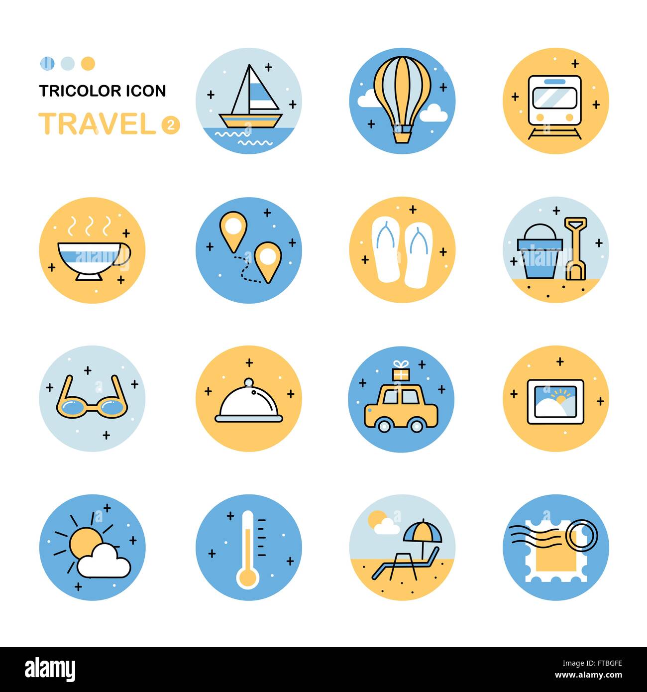 travel thin line icon collection in flat style Stock Vector Image & Art ...