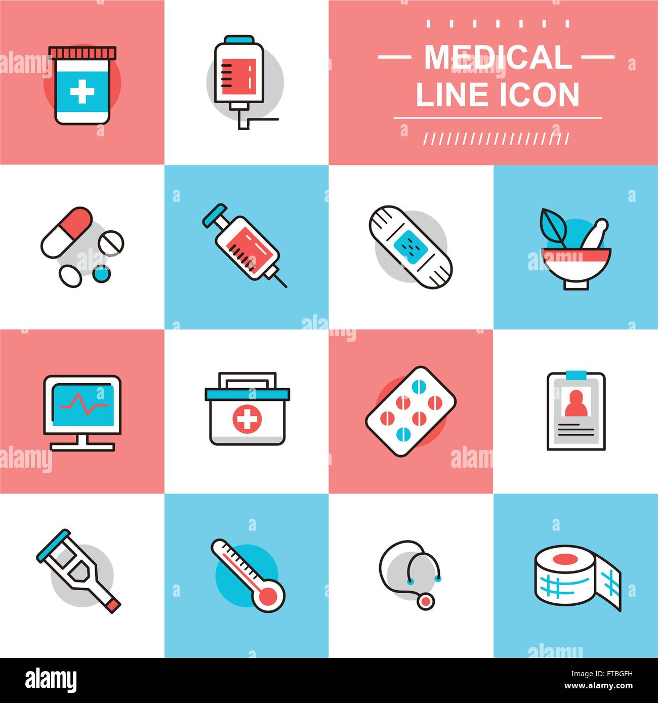 medical thin line icons collection in flat style Stock Vector Image ...