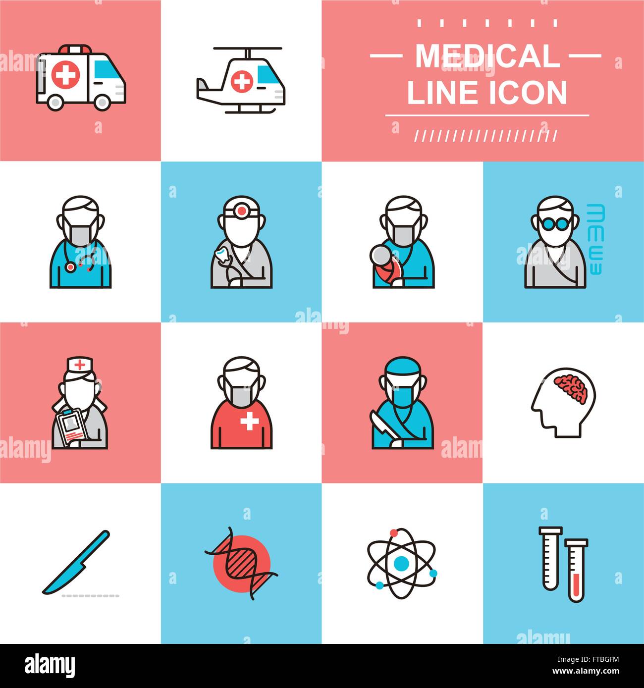 medical thin line icons collection in flat style Stock Vector Image ...