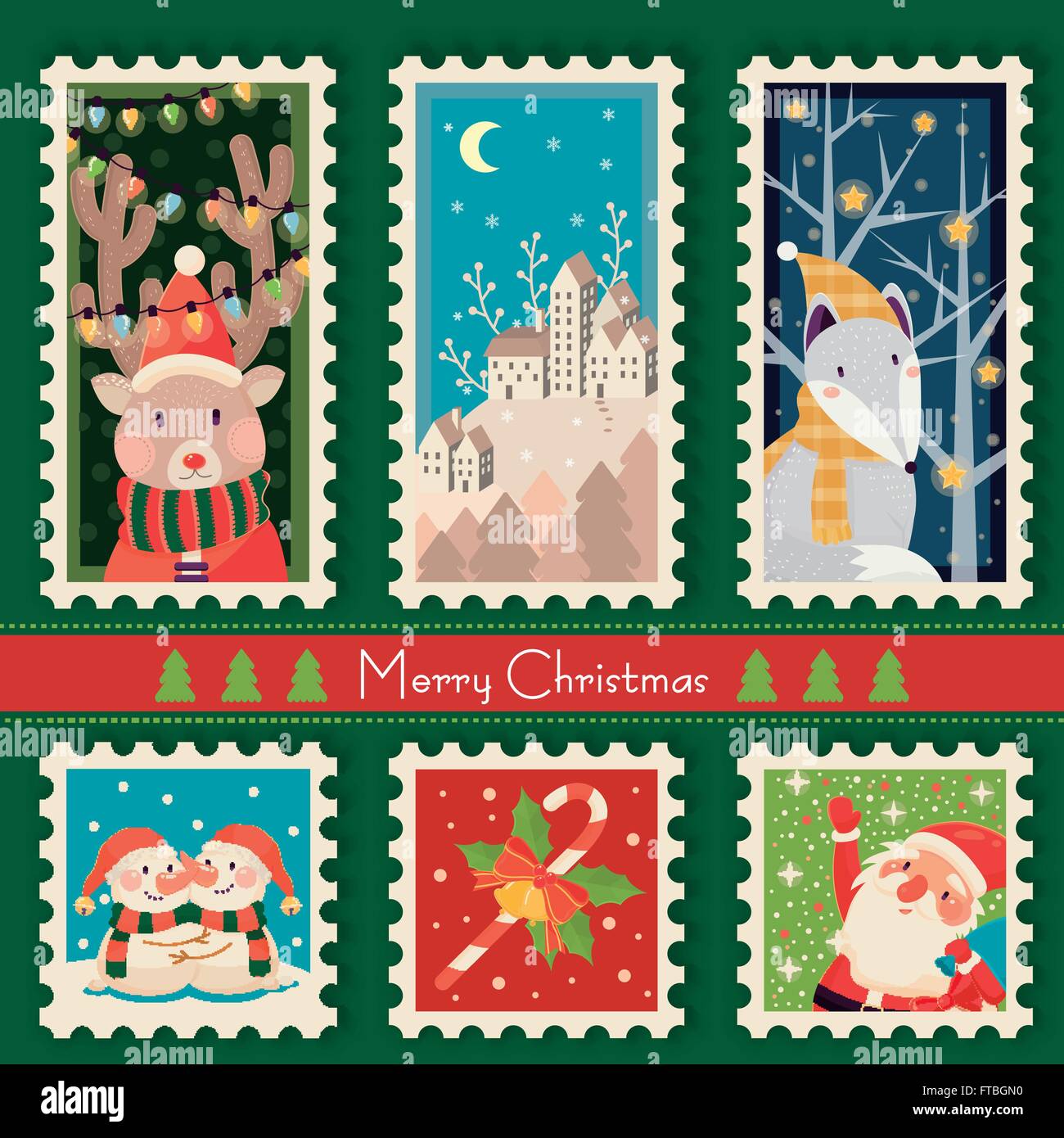 Cute stamps Stock Vector Images - Alamy