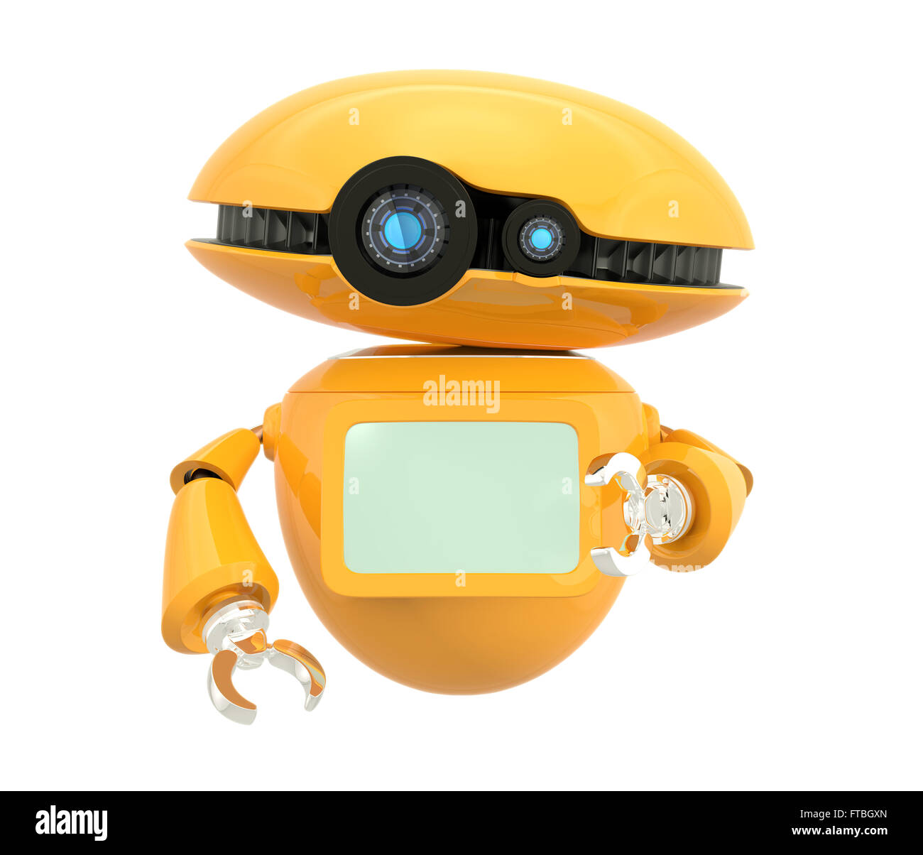 Orange robot isolated on white background. 3D rendering image with ...