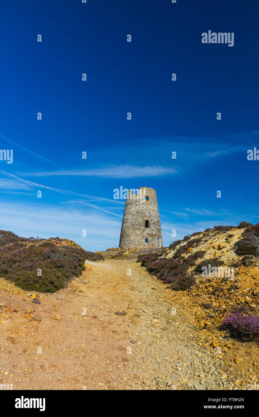 Parys Mountain ex quarry with derelict lighthouse. Amlwch, Anglesey ...