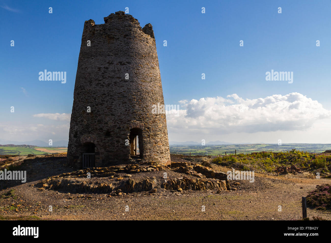 Parys Mountain ex quarry with derelict lighthouse. Amlwch, Anglesey ...