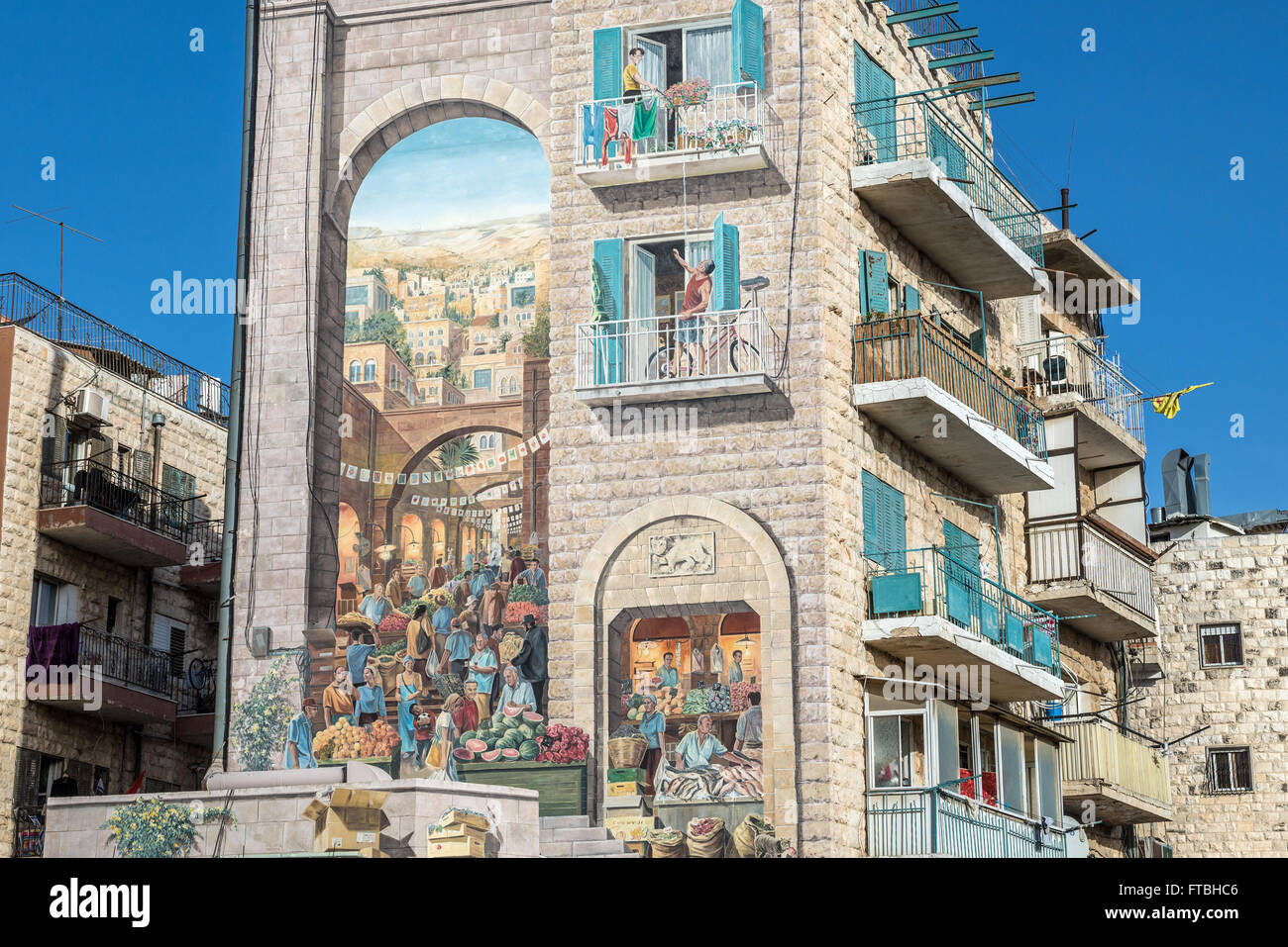 Mural on the building at Ha-Rav Shmuel Barukh Street in Jerusalem ...