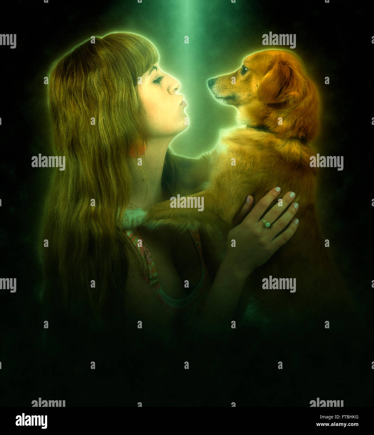 Digitally enhanced image of Human and Dog face to face Stock Photo - Alamy