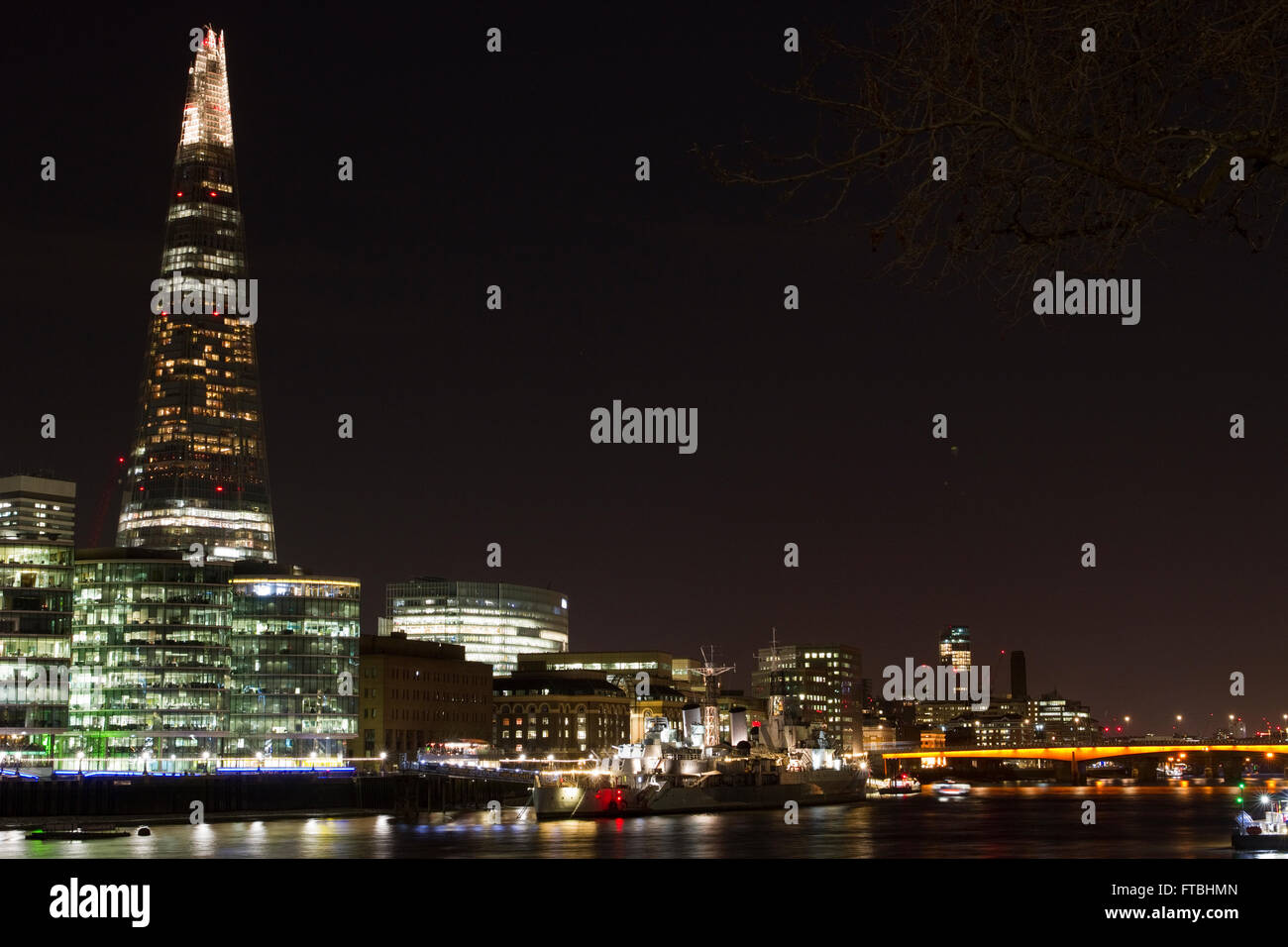 The Shard at night as seen from the Tower of London Stock Photo - Alamy