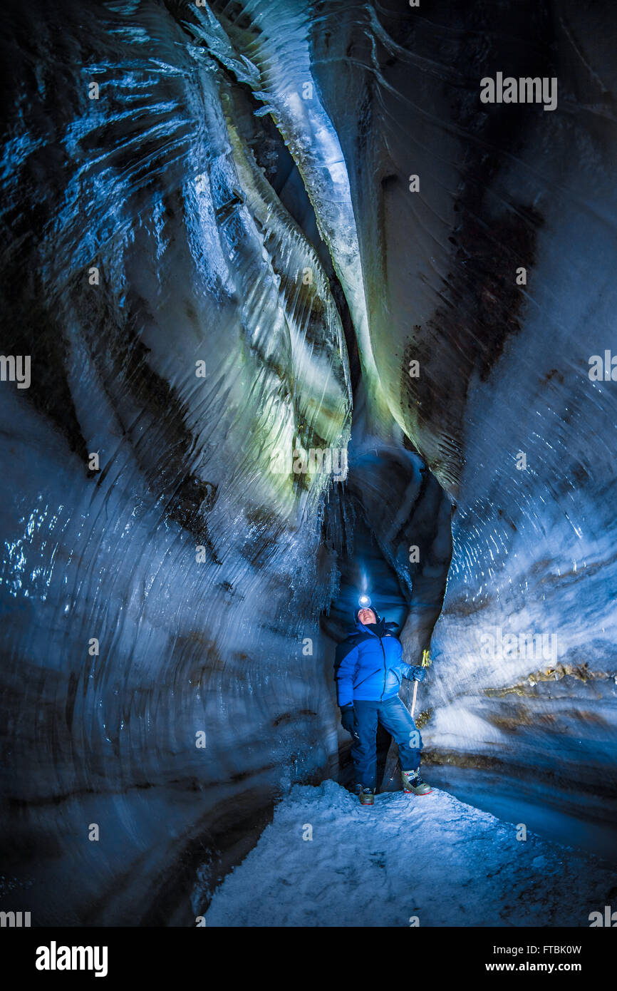 Larsbreen ice cave, Spitsbergen, Svalbard Stock Photo - Alamy