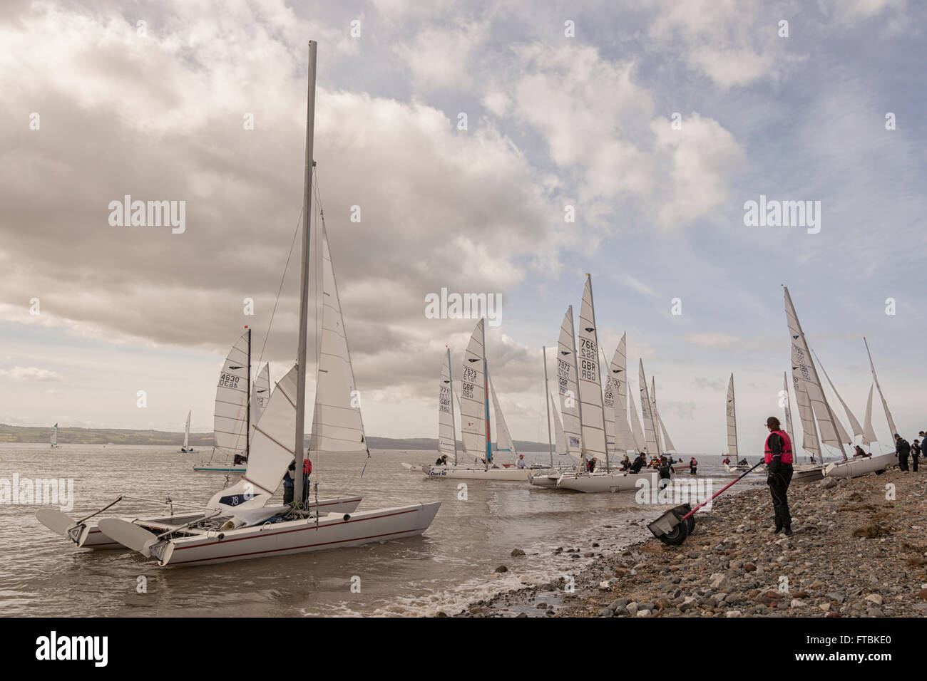 Chester, UK - March 26, 2016: Members of the Dee sailing club at the ...