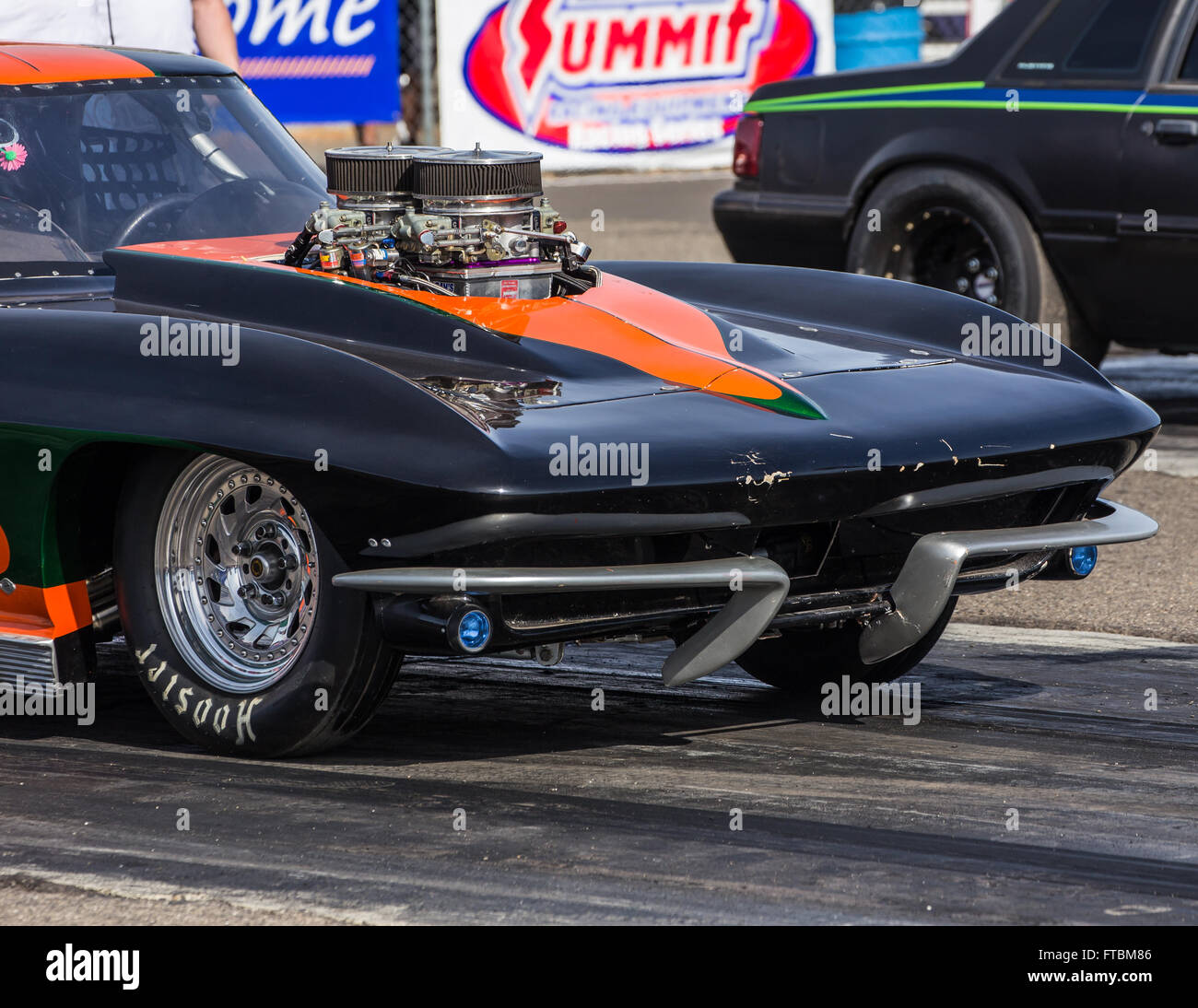 A front end and huge engine at the drag races in Redding, California ...