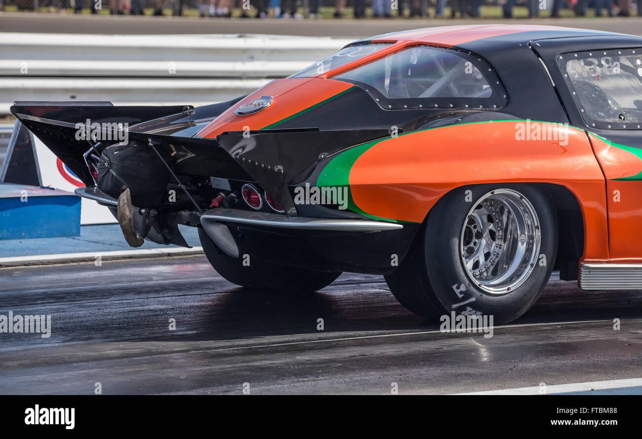 A rear end and parachute at the drag races in Redding, California Stock ...