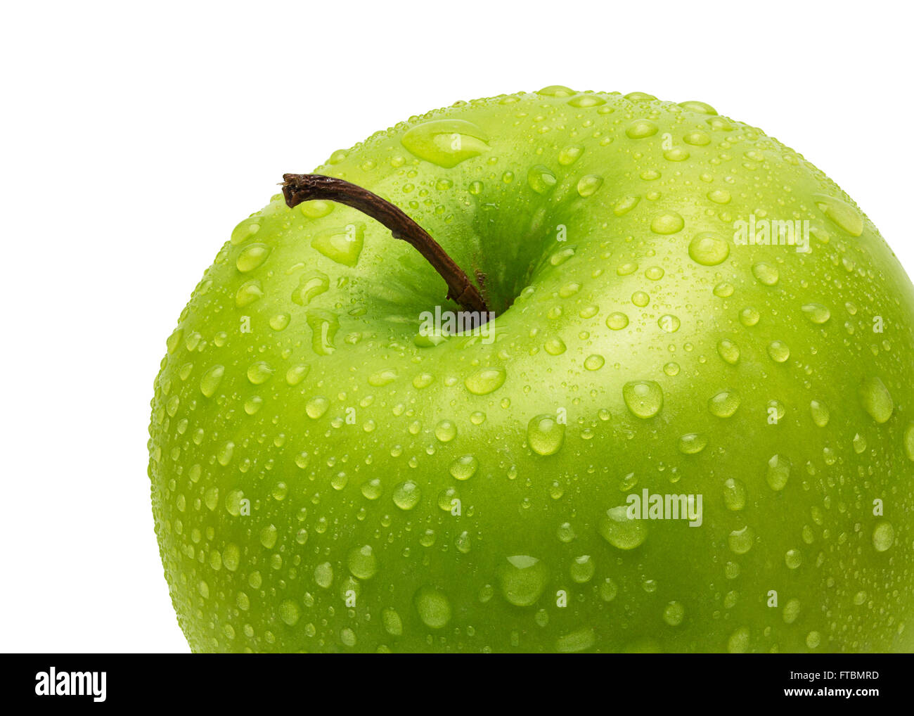 Perfect Fresh Green Apple Isolated on White Background with water drop ...