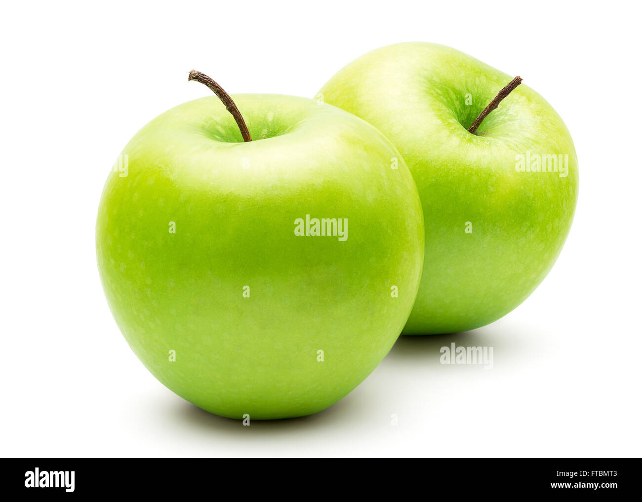 Perfect Fresh Green Apple Isolated on White Background in Full Depth of ...