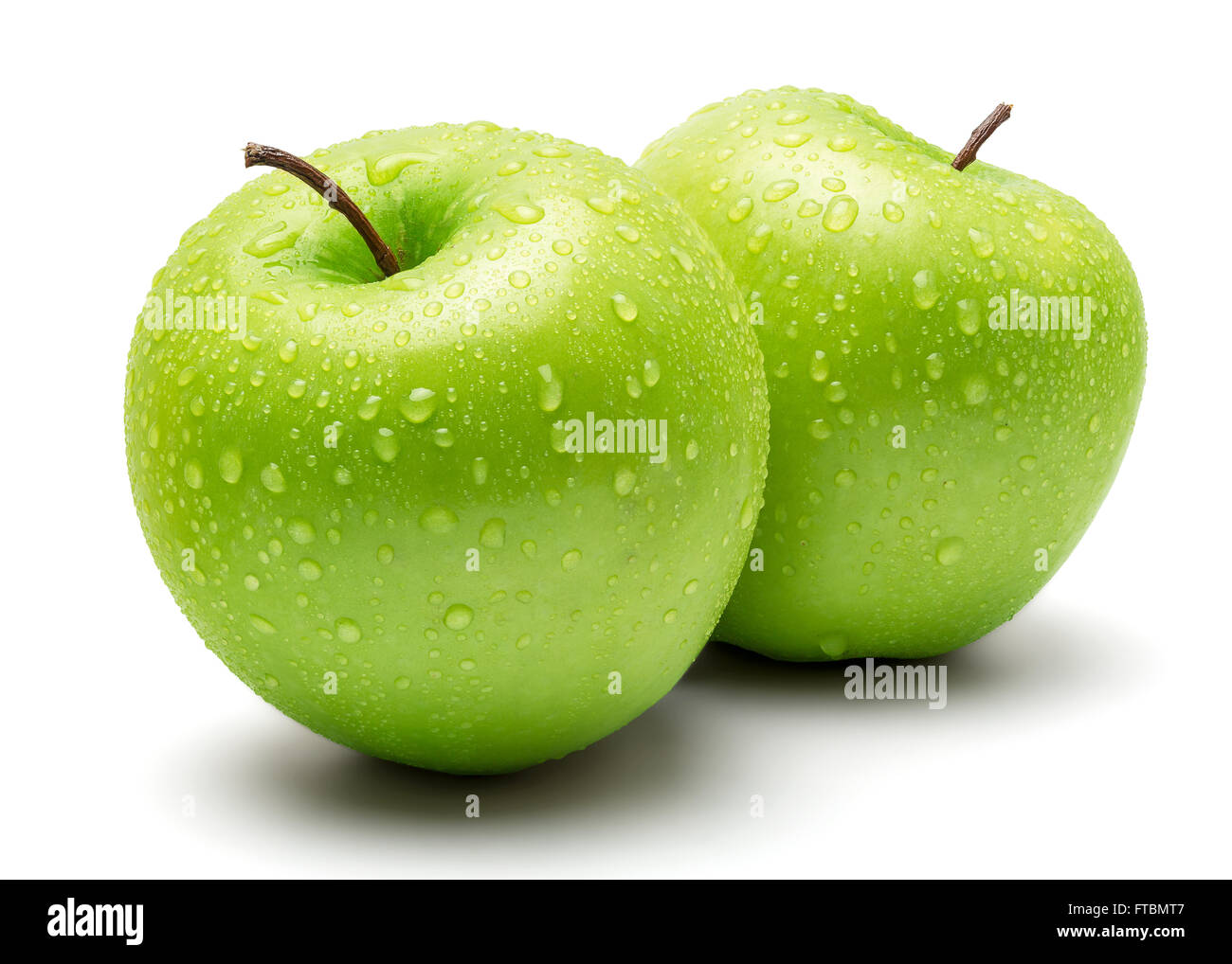 Perfect Fresh Green Apple Isolated on White Background with water drop ...
