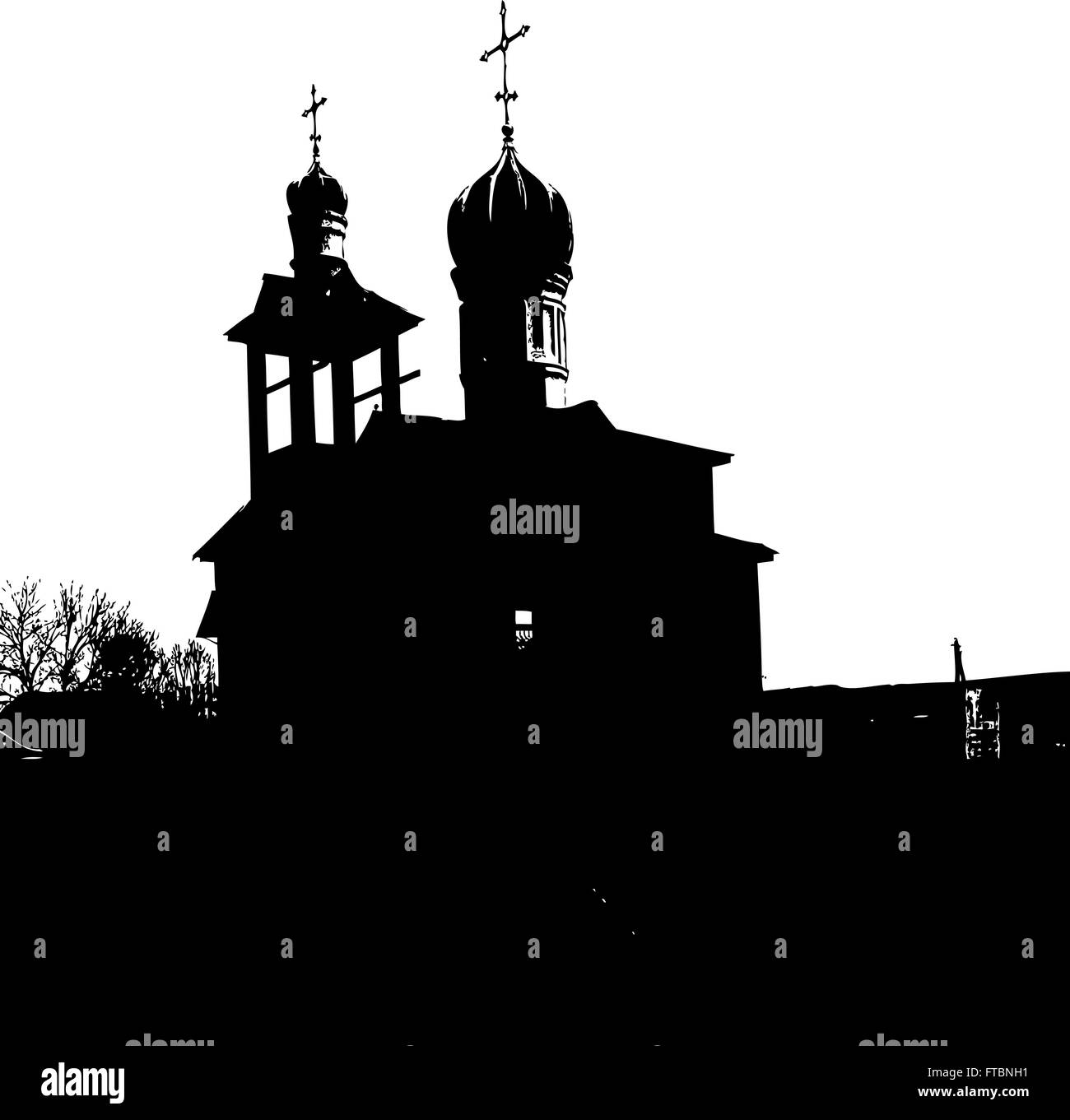 Silhouette of the old church. Vector illustration Stock Vector Image ...