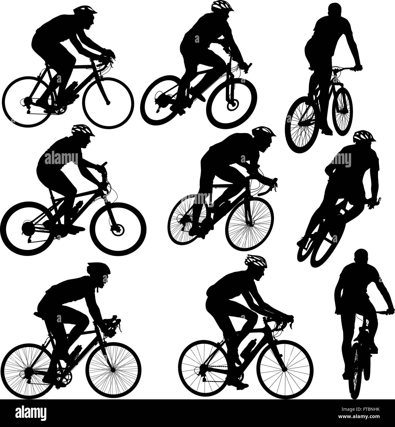 Set silhouette of a cyclist male and female. vector illustratio Stock ...