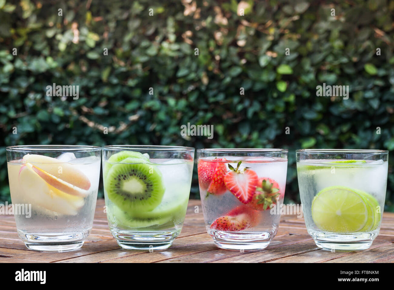 Variety fruit infused water with iced, stock photo Stock Photo - Alamy