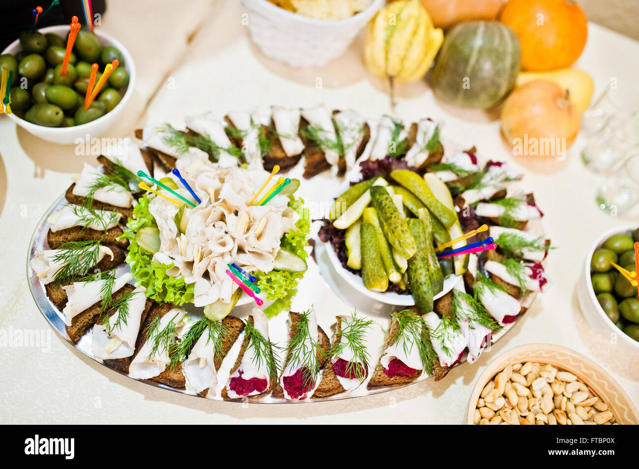 Wedding reception, table of cold snacks Stock Photo - Alamy