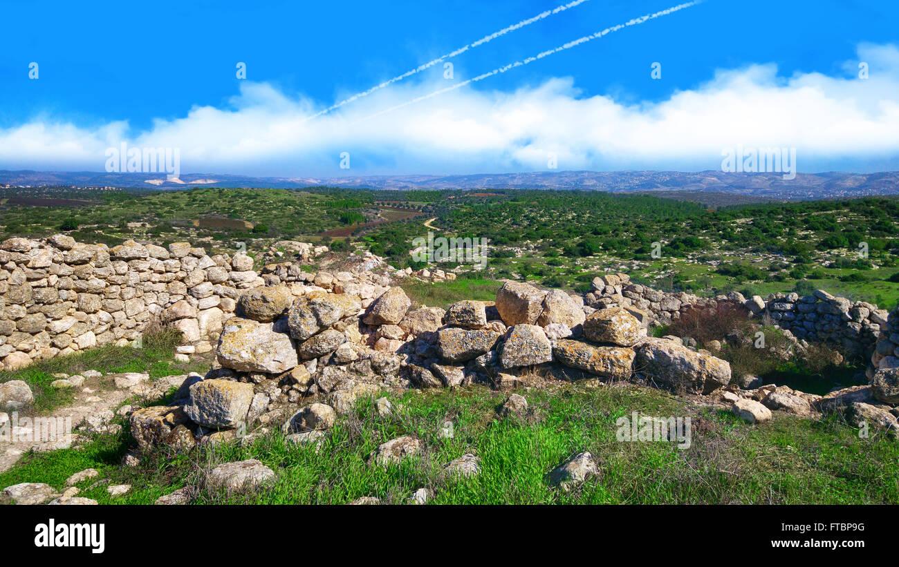 Ancient ruins in Adulam Park of Israel. A Biblical landscape Stock ...