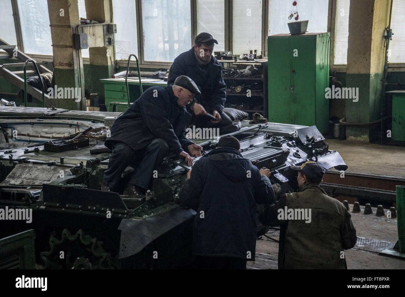 Tank repair works are carried out at the Lviv Armour Plant Stock Photo ...