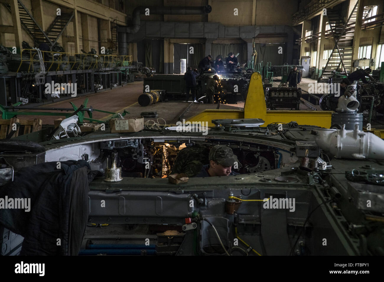 Tank repair works are carried out at the Lviv Armour Plant Stock Photo ...