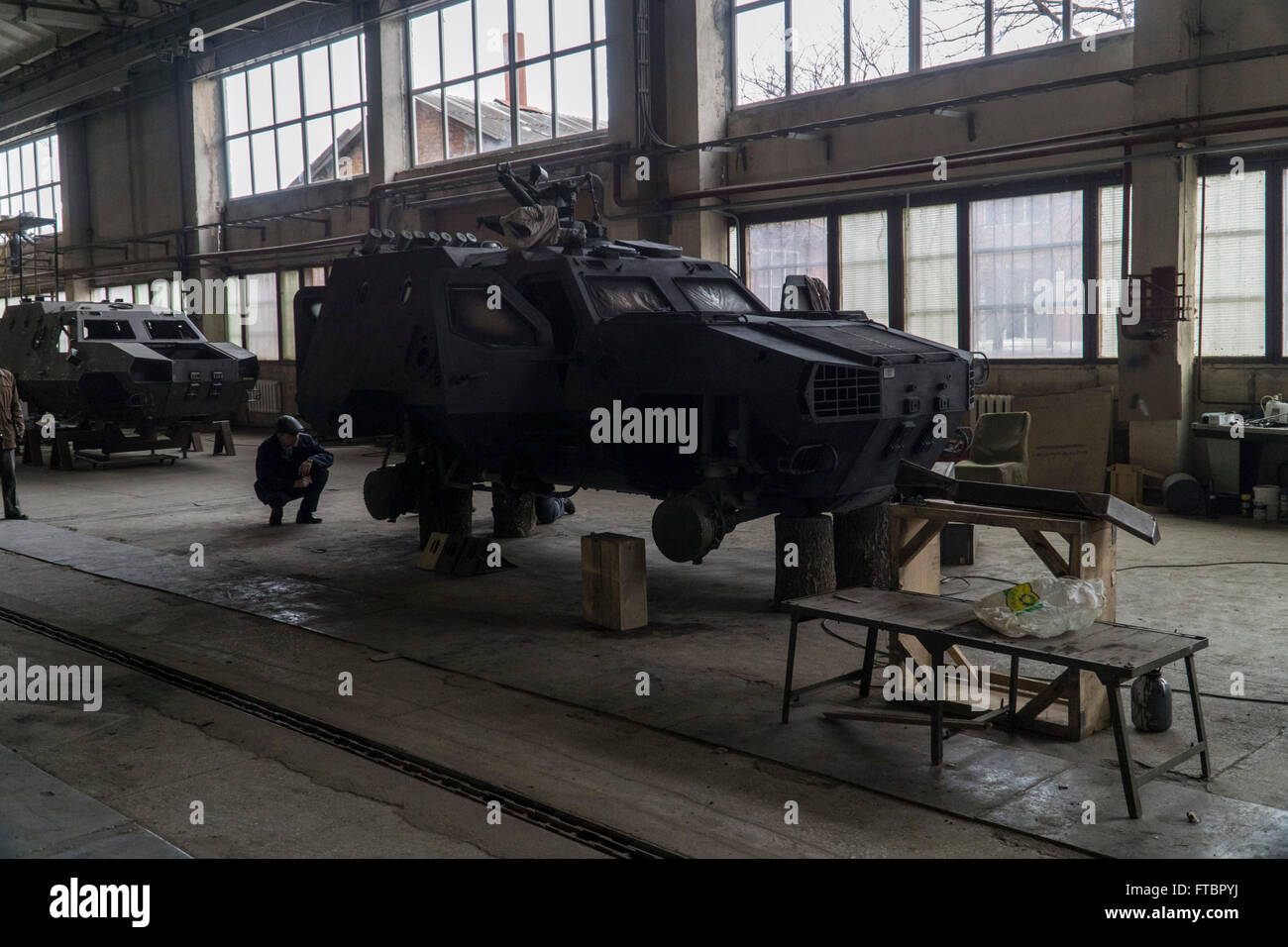 The production line for Dozor-B armoured personnel carriers at the Lviv ...