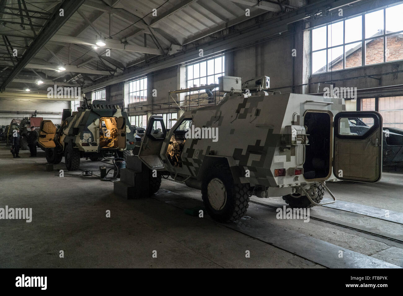 The production line for Dozor-B armoured personnel carriers at the Lviv ...