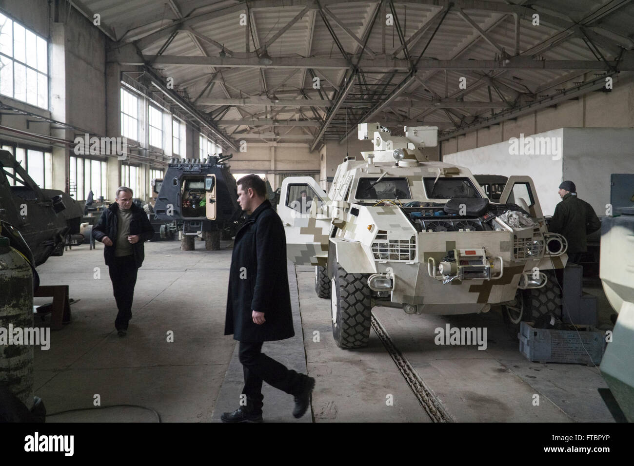 The production line for Dozor-B armoured personnel carriers at the Lviv ...