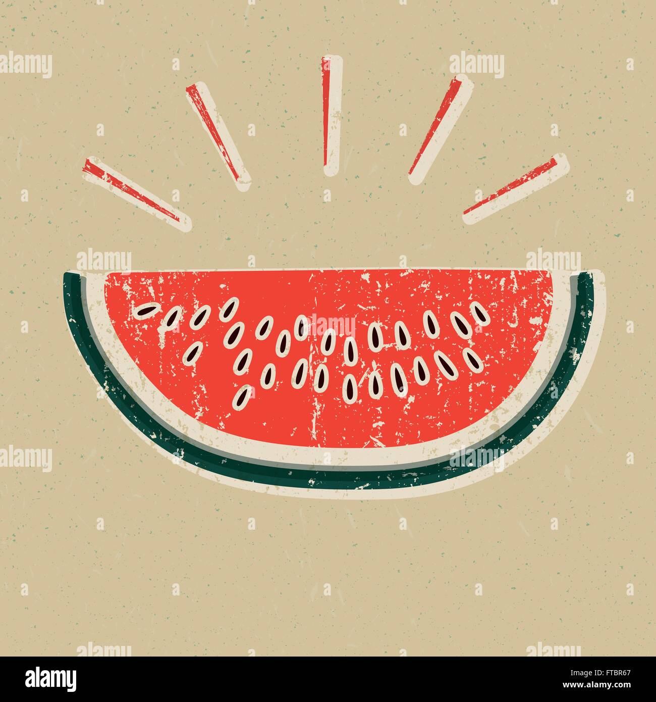 Watermelon slice printed on yellow butcher paper Stock Vector Image ...