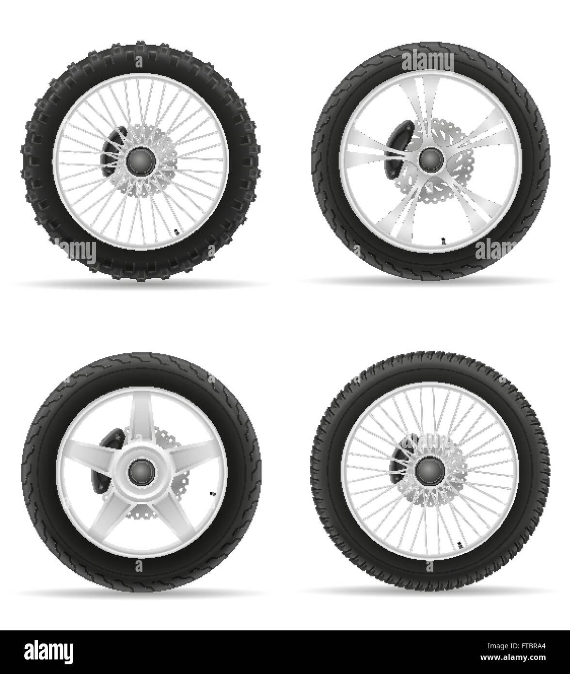 motorcycle wheel tire from the disk set icons vector illustration ...