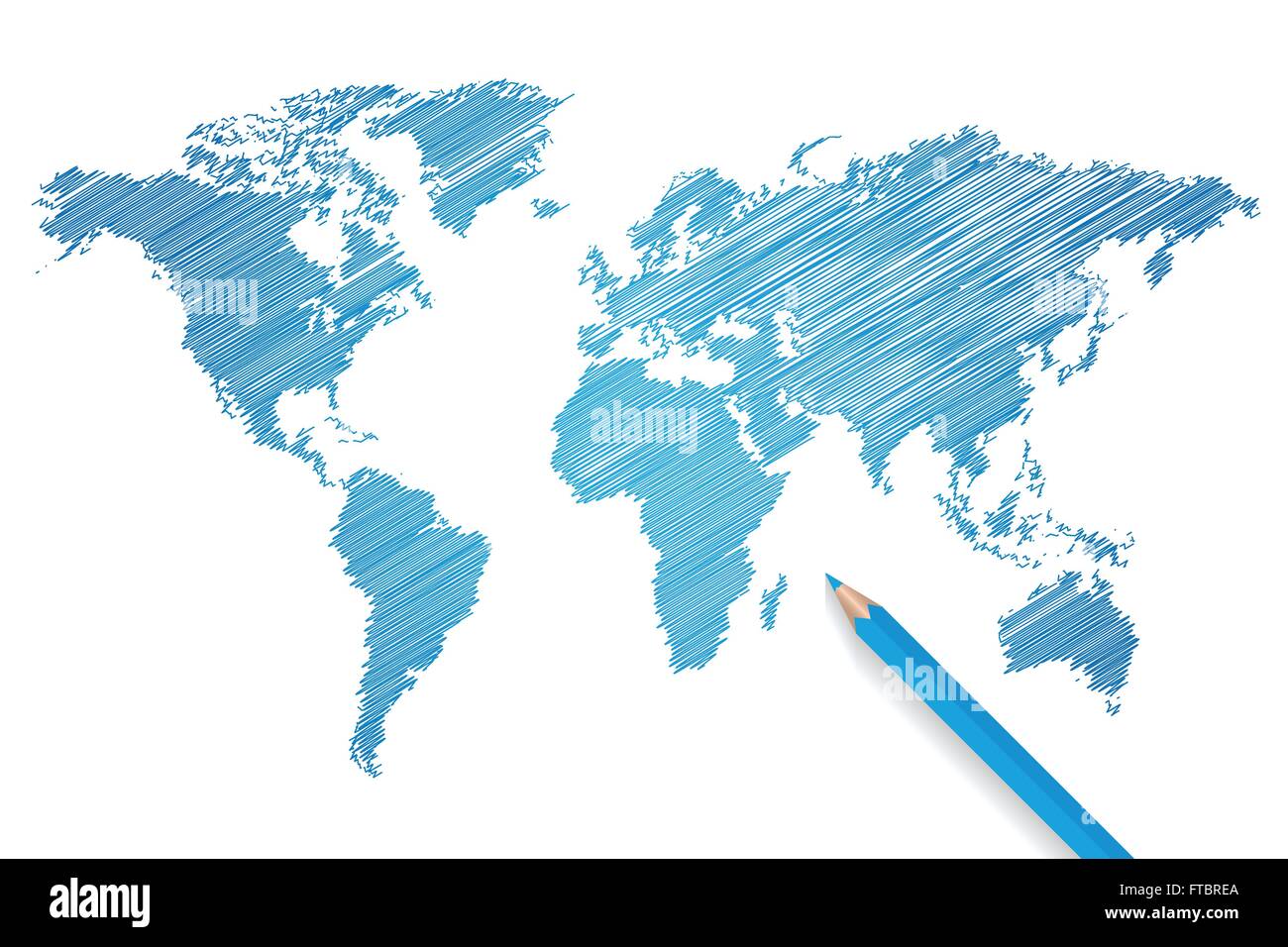 Colored pencil world map vector illustration Stock Vector Image & Art ...