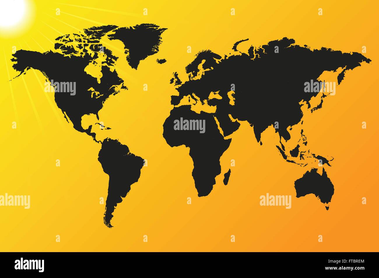 World map vector illustration on a sun background Stock Vector Image ...