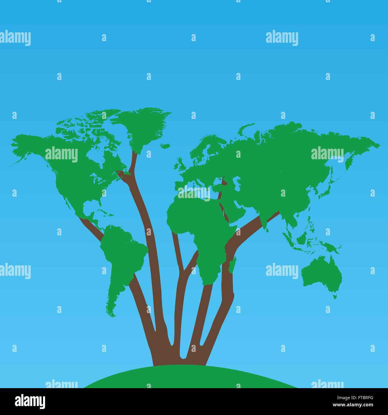 World Map Tree Illustration Stock Vector Image & Art - Alamy