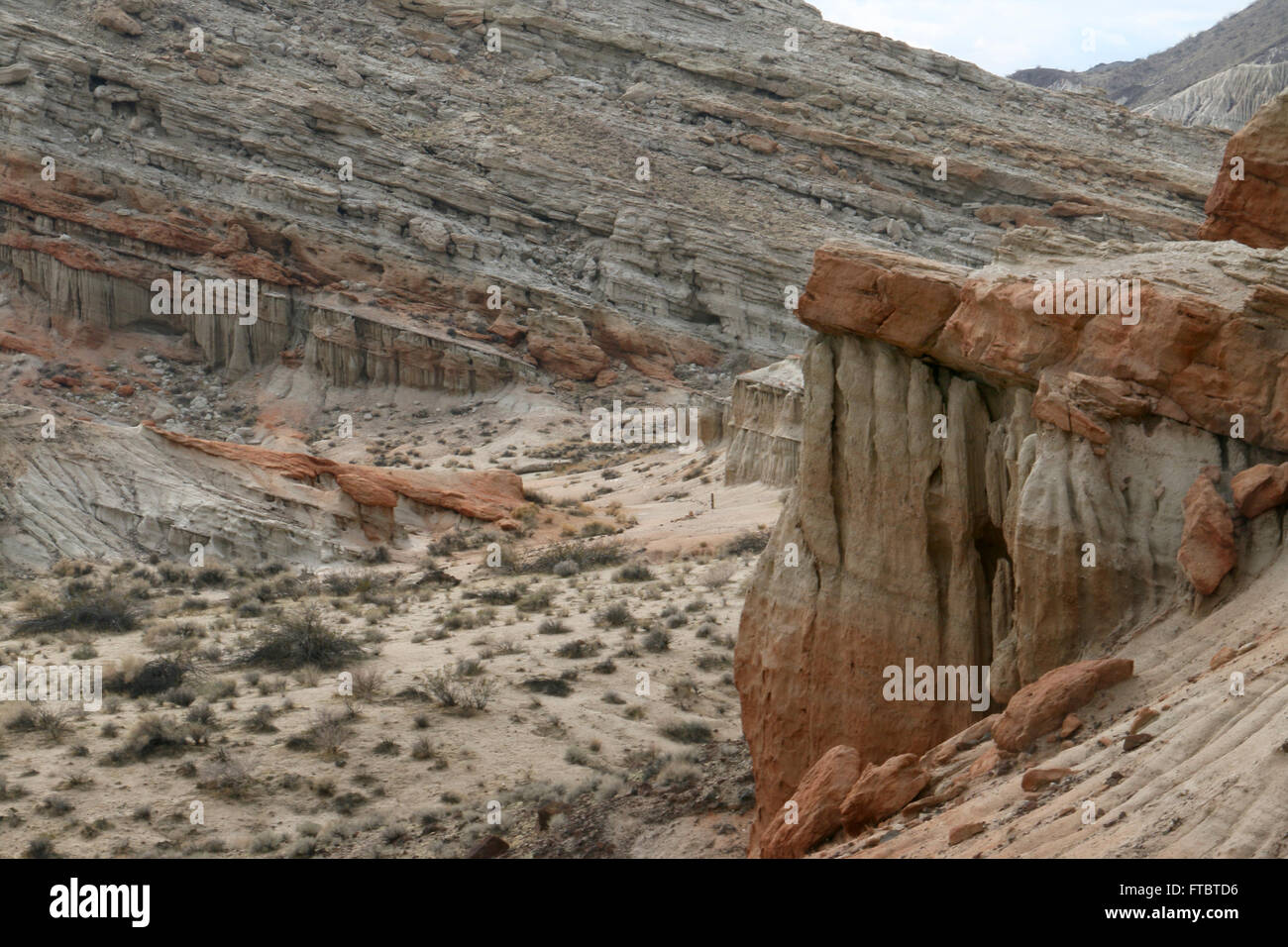 Cliffs and sandstone, tilted rock layers Red Rock Canyon State Park ...