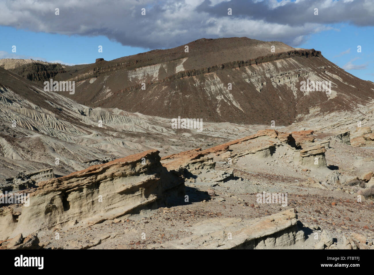 Cliffs and sandstone, tilted rock layers Red Rock Canyon State Park ...