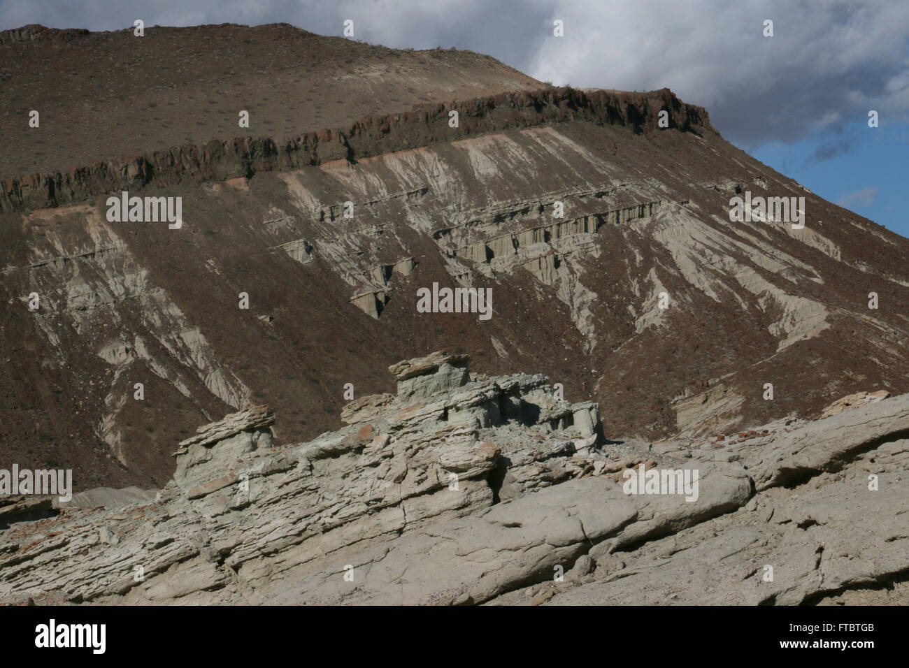 Cliffs and sandstone, tilted rock layers Red Rock Canyon State Park ...