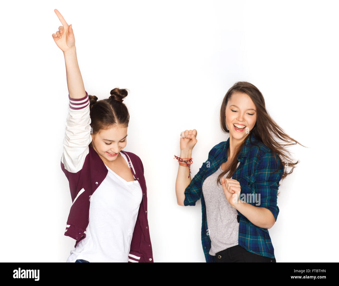 happy smiling pretty teenage girls dancing Stock Photo - Alamy