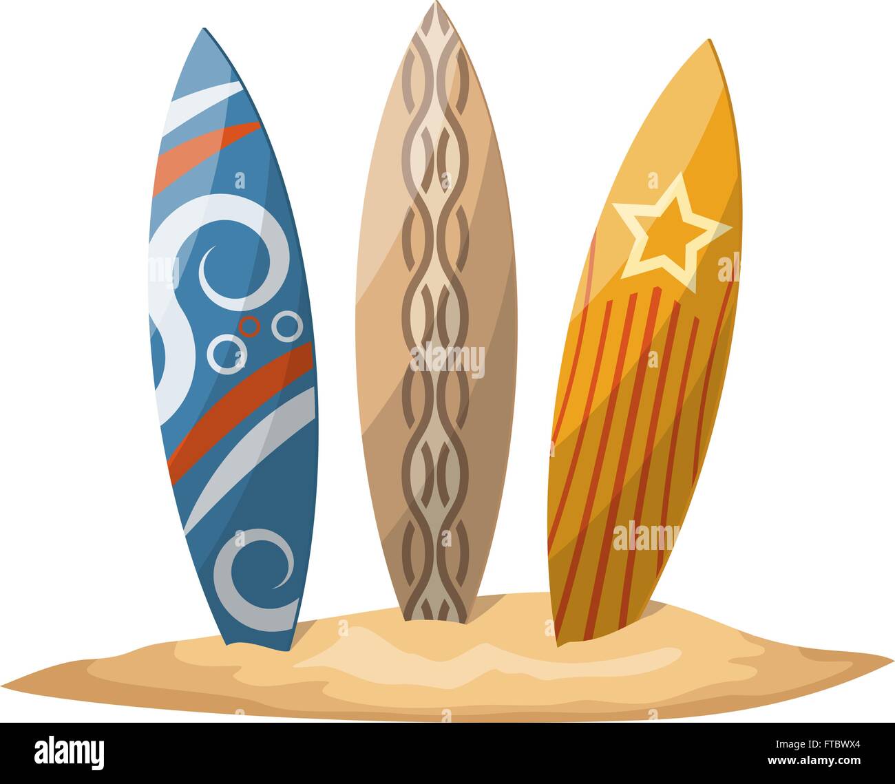Surfboards stuck in the sand. Vector illustration Stock Vector Image ...