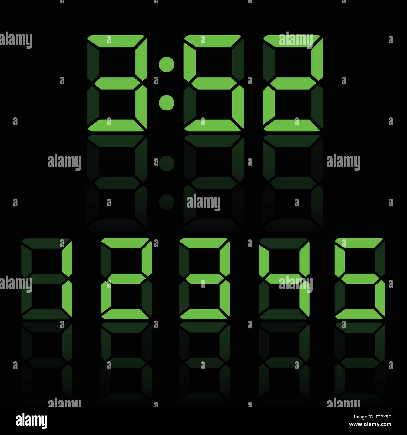 Green Vector Clock Digits Stock Vector Image & Art - Alamy