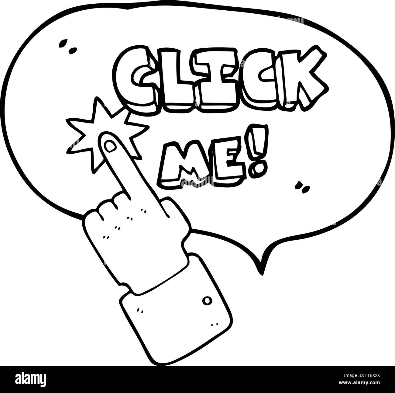 click me freehand drawn speech bubble cartoon sign Stock Vector Image ...