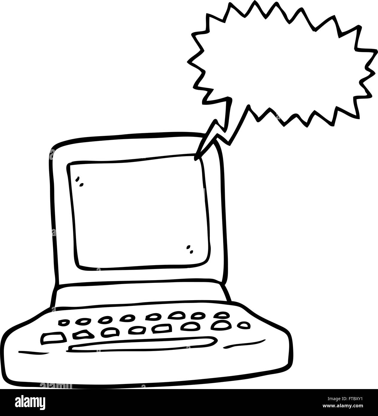 freehand drawn speech bubble cartoon old computer Stock Vector Image ...