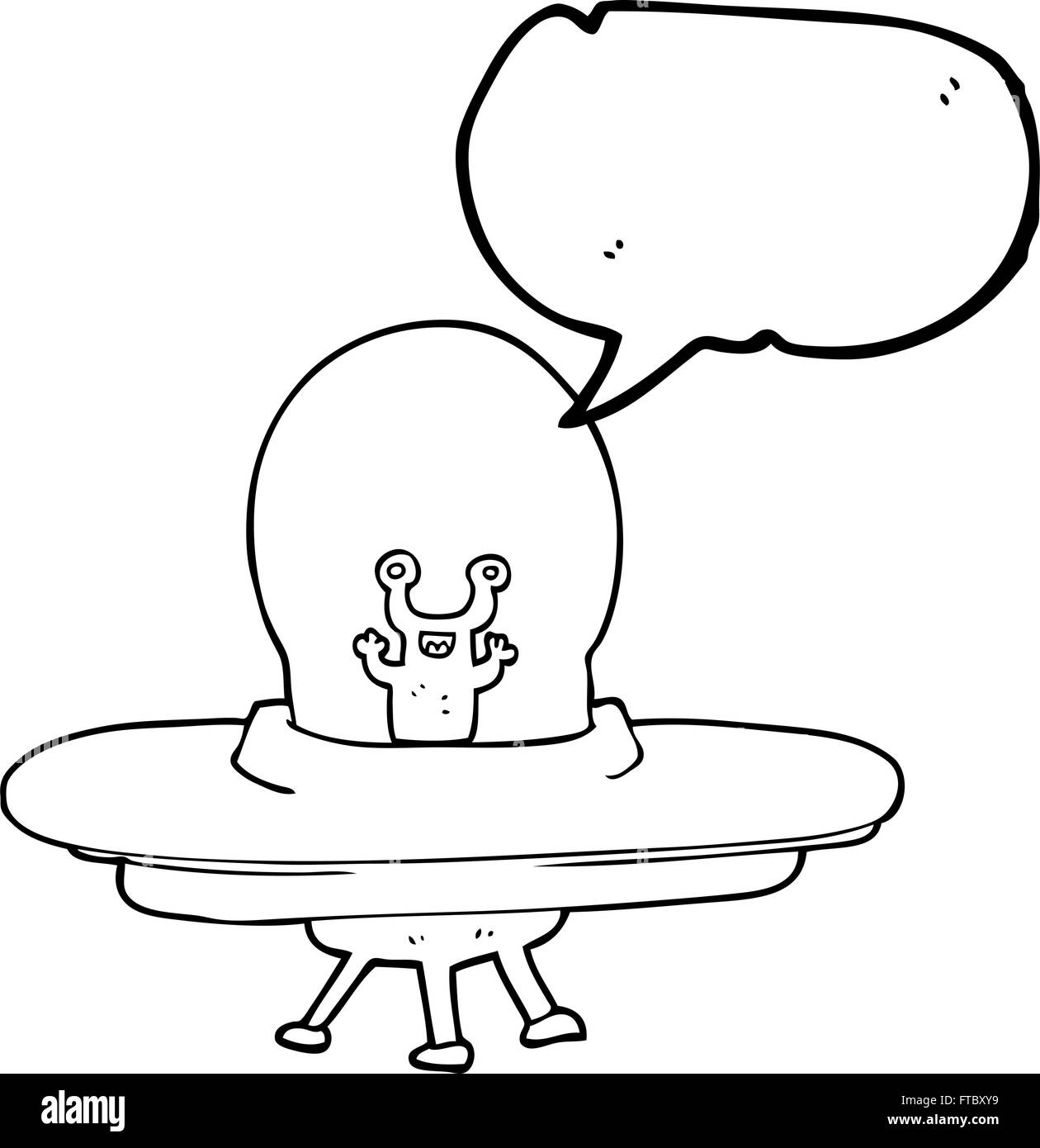 freehand drawn speech bubble cartoon alien spaceship Stock Vector Image ...