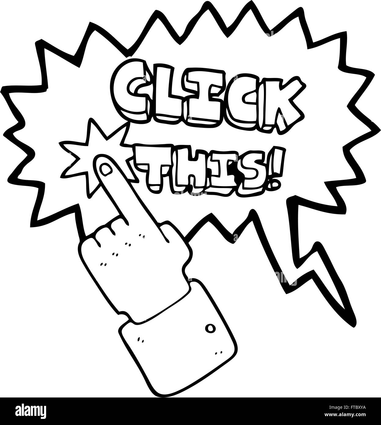 freehand drawn speech bubble cartoon click this symbol with hand Stock ...