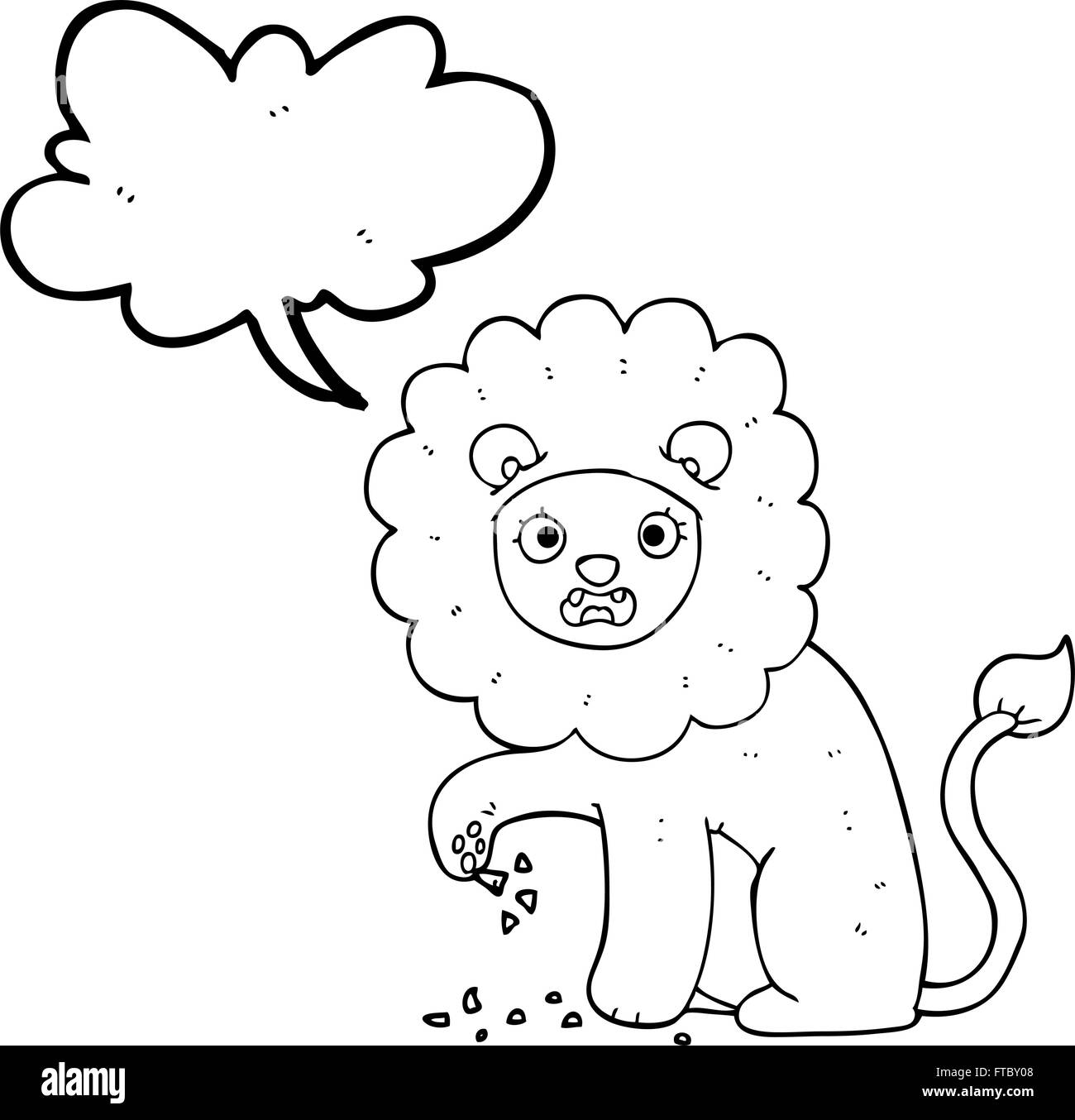 freehand drawn speech bubble cartoon lion with thorn in foot Stock ...